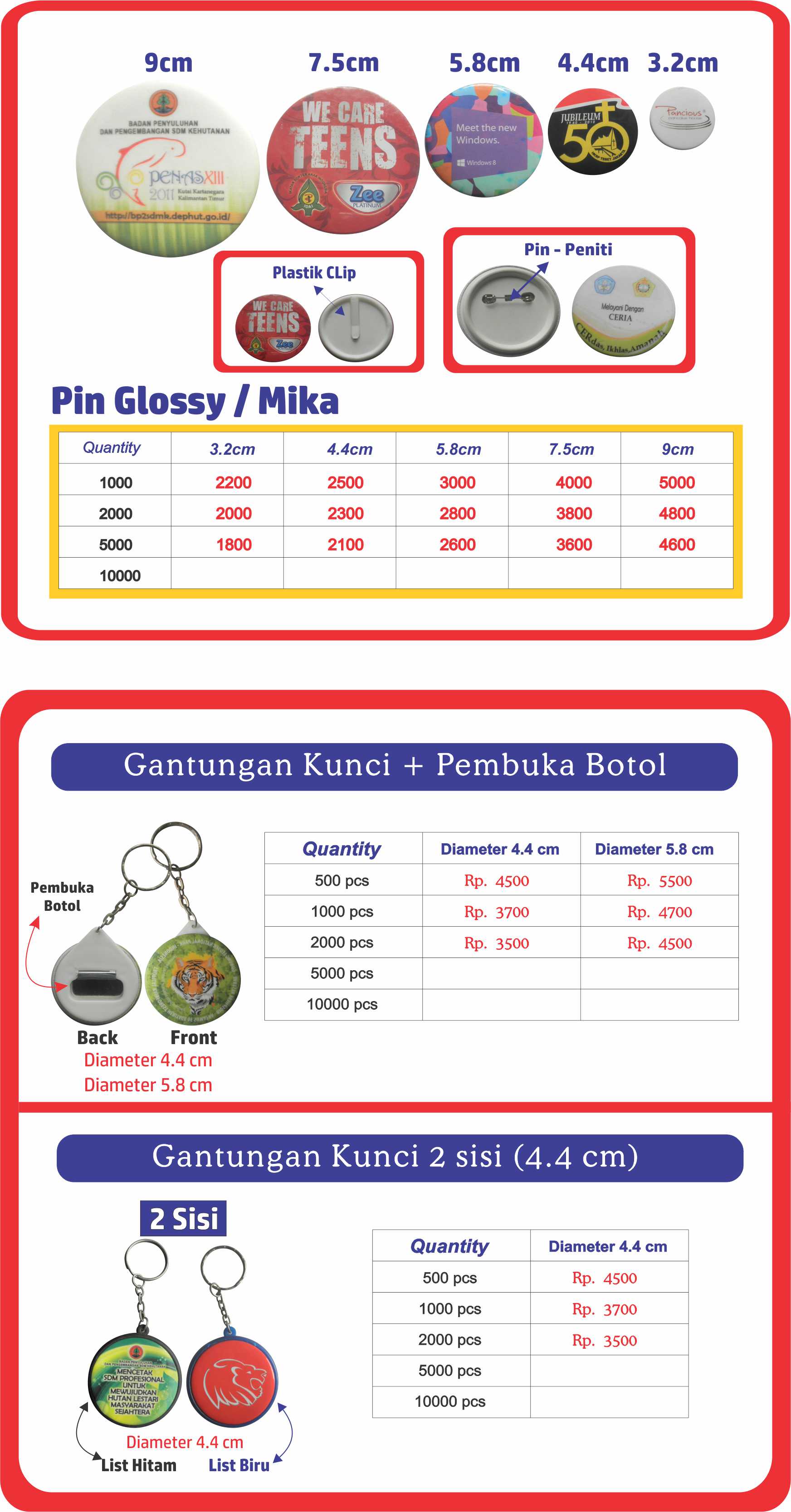 Souvenir Barang Promosi - Harga Pin, Pembuka Botol